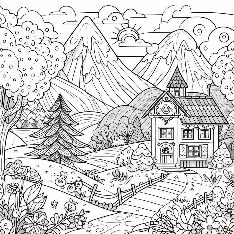 PRINTABLE 20 Adorable House and Landscape Coloring Pages - Kids and ...