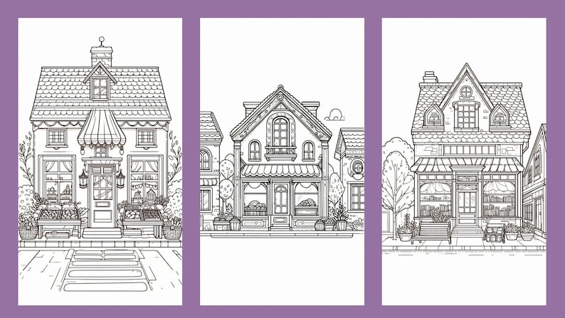 46 Cute Storefronts and Shops Digital Coloring Pages - Kids and Adult ...
