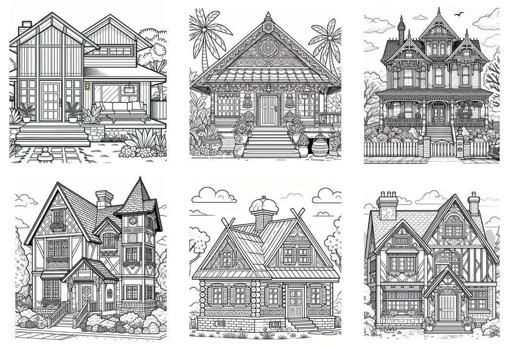 28 House/architecture Design Coloring Pages - Kids and Adult Coloring ...