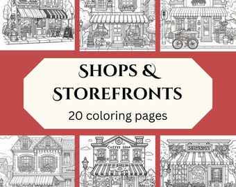 46 Cute Storefronts and Shops Digital Coloring Pages - Kids and Adult ...