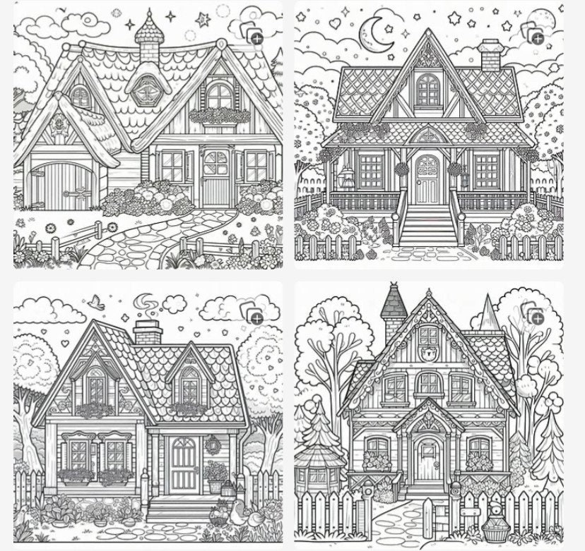 28 Unique House Design Coloring Pages - Etsy