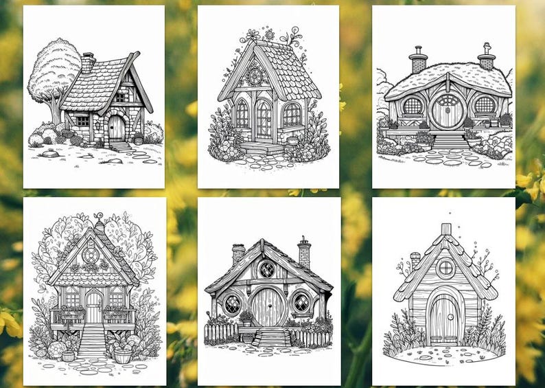 47 Garden Fairy and Hobbit Shire Houses Coloring Pages - Kids and ...