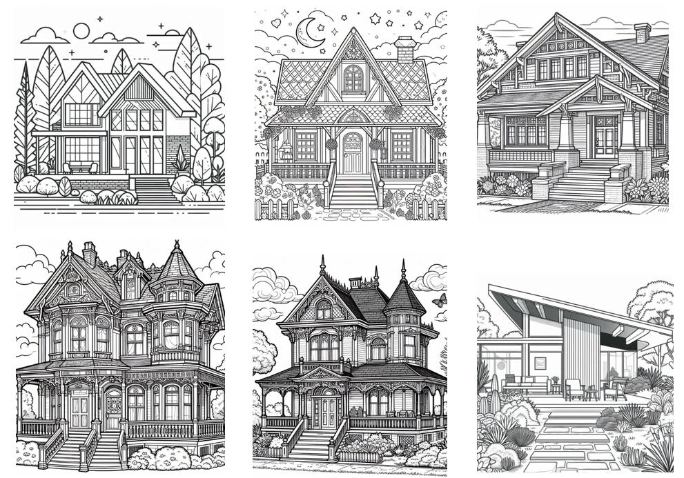 28 House/architecture Design Coloring Pages - Kids and Adult Coloring ...