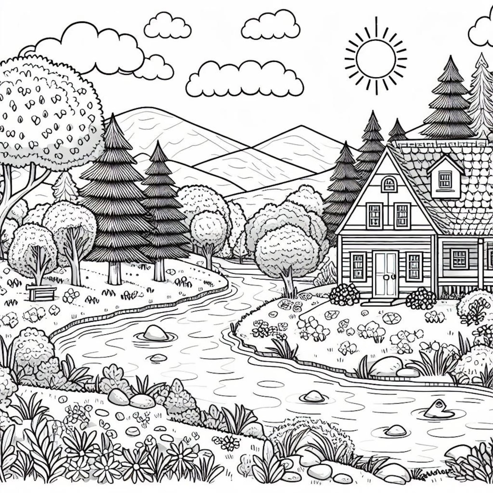 PRINTABLE 20 Adorable House and Landscape Coloring Pages - Kids and ...