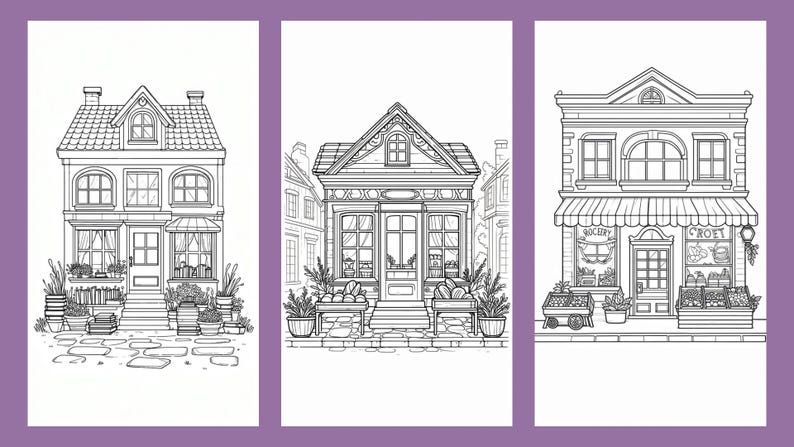 46 Cute Storefronts and Shops Digital Coloring Pages - Kids and Adult ...