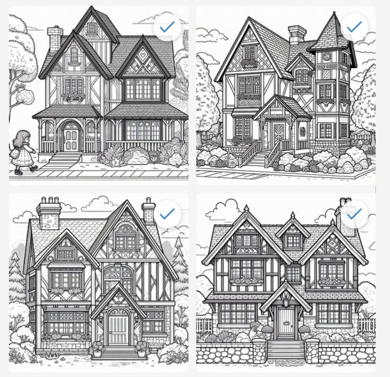 28 Unique House Design Coloring Pages - Etsy