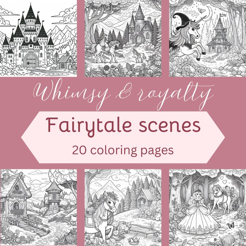 40 Fairytale and Storybook Scene Coloring Pages - Kids and Adult ...