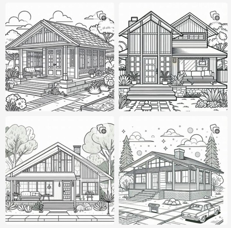 28 Unique House Design Coloring Pages - Etsy
