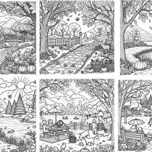 35 Fall/autumn Scenery Coloring Pages - Kids and Adult Coloring Book ...