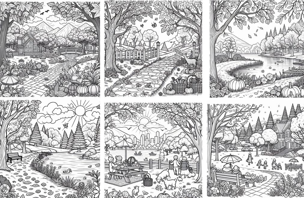 35 Fall/autumn Scenery Coloring Pages - Kids and Adult Coloring Book ...