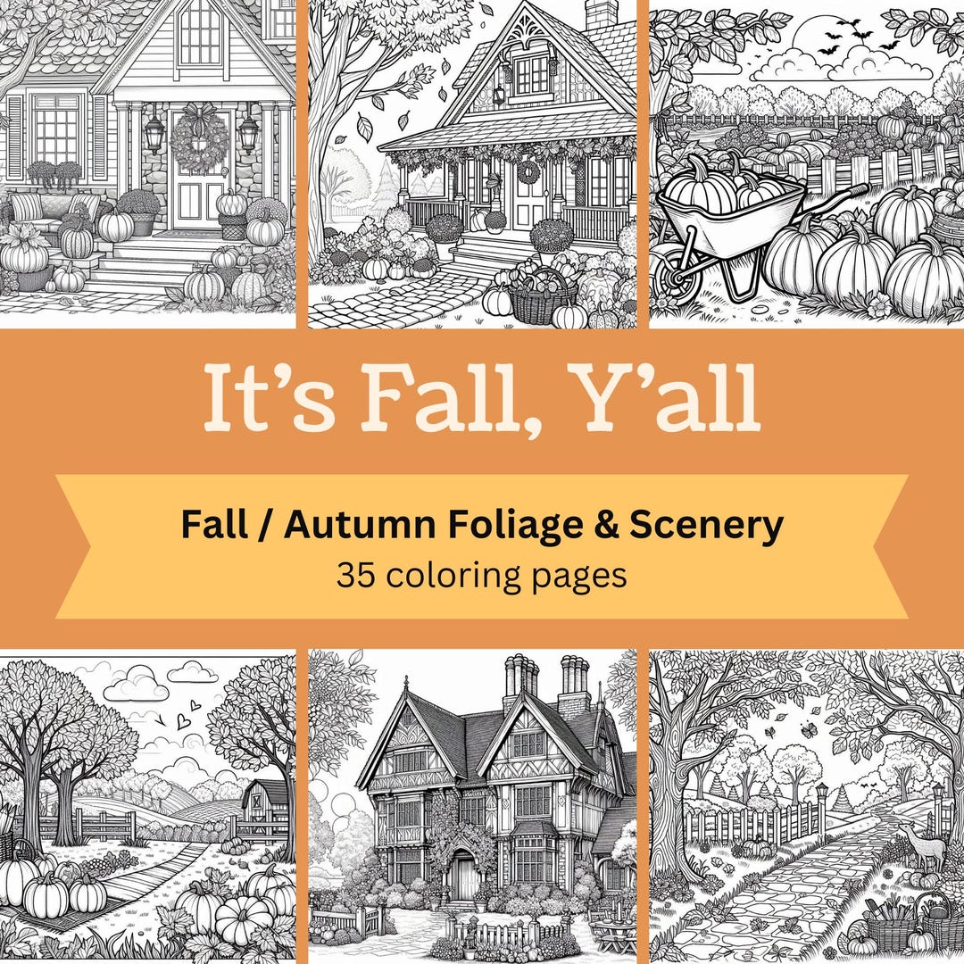 35 Fall/autumn Scenery Coloring Pages - Kids and Adult Coloring Book ...