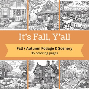35 Fall/autumn Scenery Coloring Pages - Kids and Adult Coloring Book ...