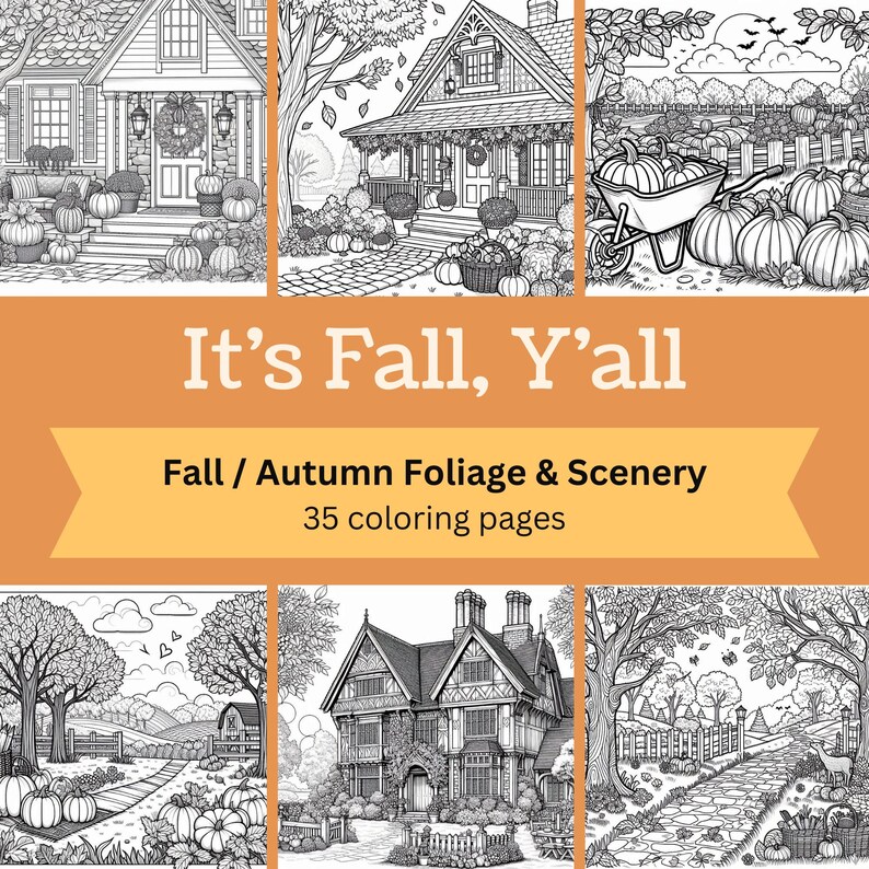 35 Fall/autumn Scenery Coloring Pages - Kids and Adult Coloring Book ...