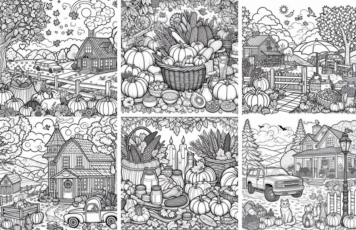 35 Fall/autumn Scenery Coloring Pages - Kids and Adult Coloring Book ...