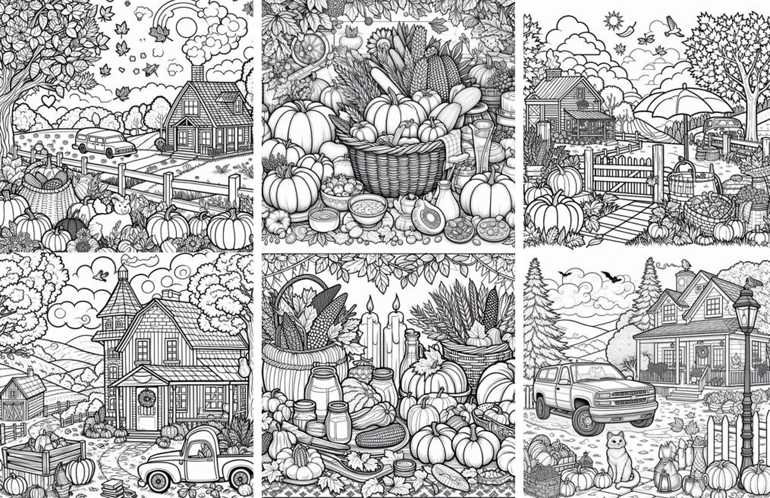 35 Fall/autumn Scenery Coloring Pages - Kids and Adult Coloring Book ...
