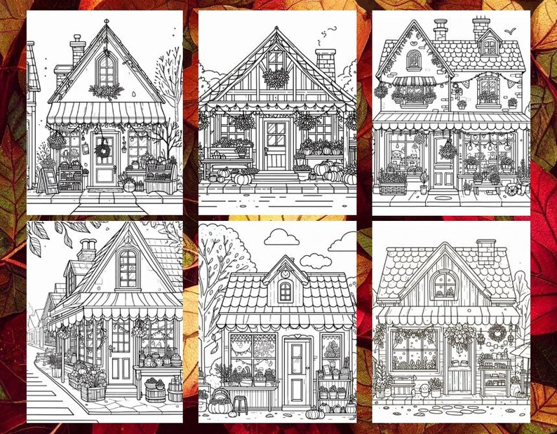 30 Adorable Fall/autumn Storefronts and Shops - Kids and Adult Coloring ...