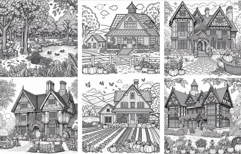 35 Fall/autumn Scenery Coloring Pages - Kids and Adult Coloring Book ...
