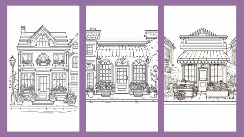 46 Cute Storefronts and Shops Digital Coloring Pages - Kids and Adult ...