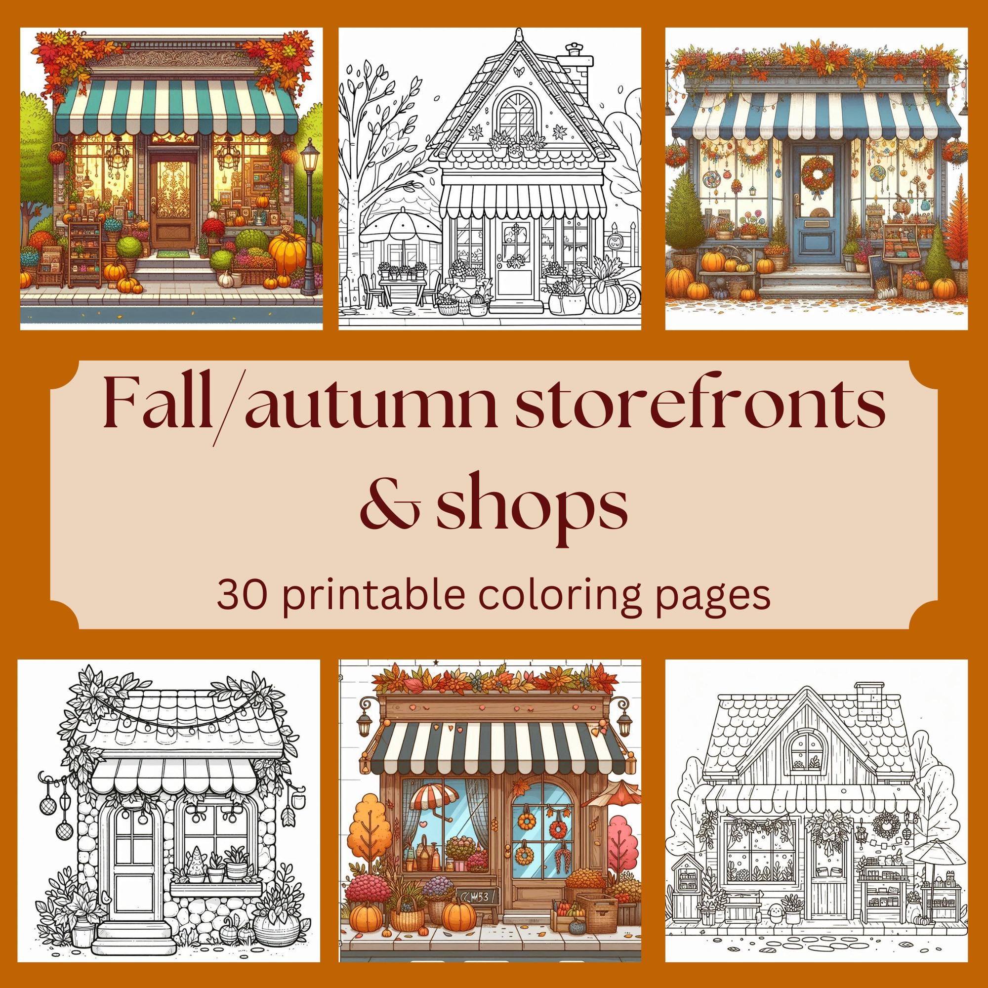 30 Adorable Fall/autumn Storefronts and Shops - Kids and Adult Coloring ...