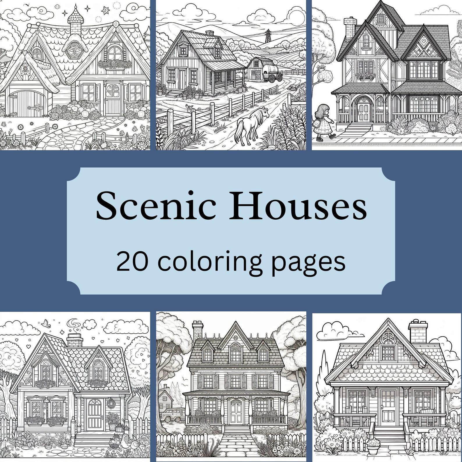 PRINTABLE 20 Adorable House and Landscape Coloring Pages - Kids and ...