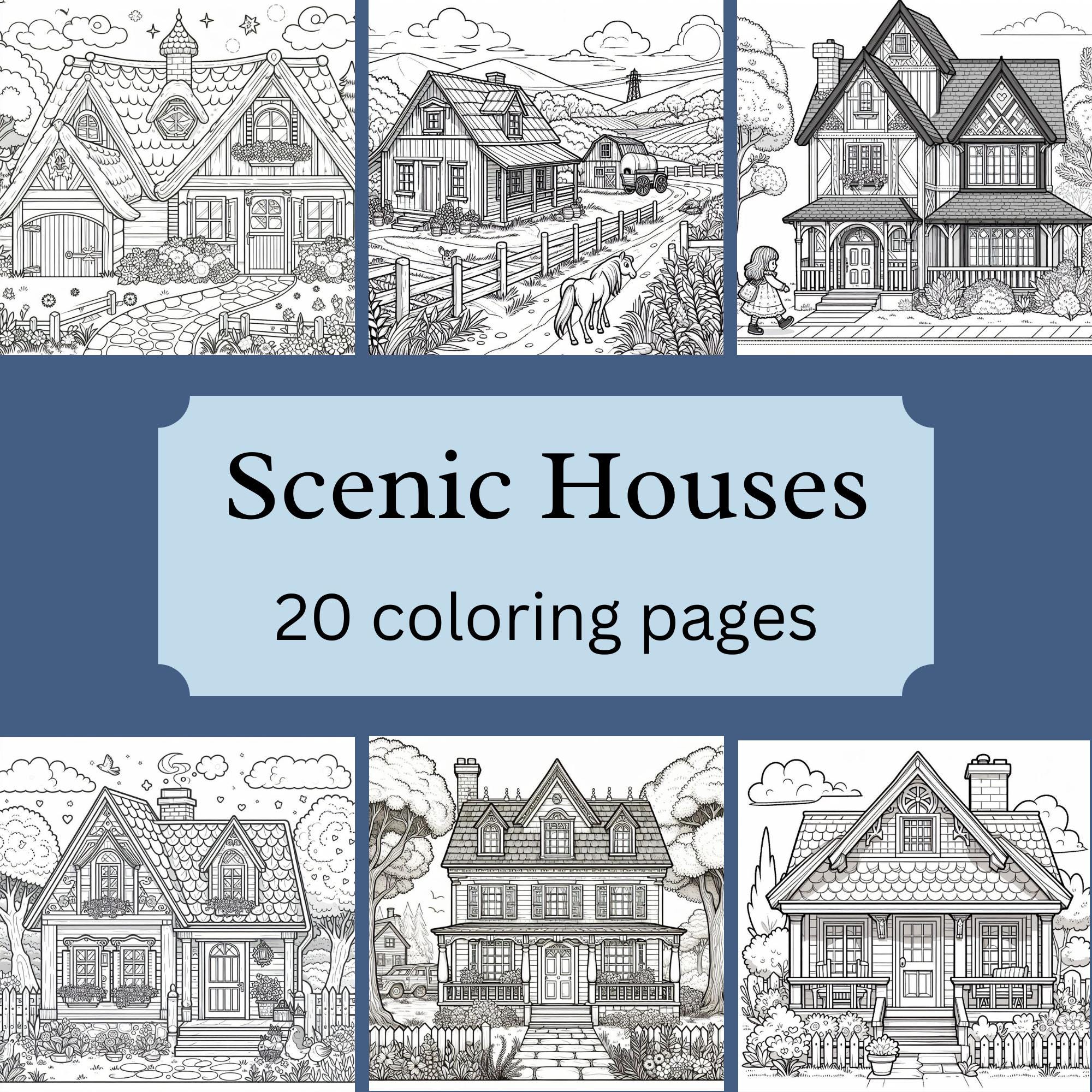 PRINTABLE 20 Adorable House and Landscape Coloring Pages - Kids and ...