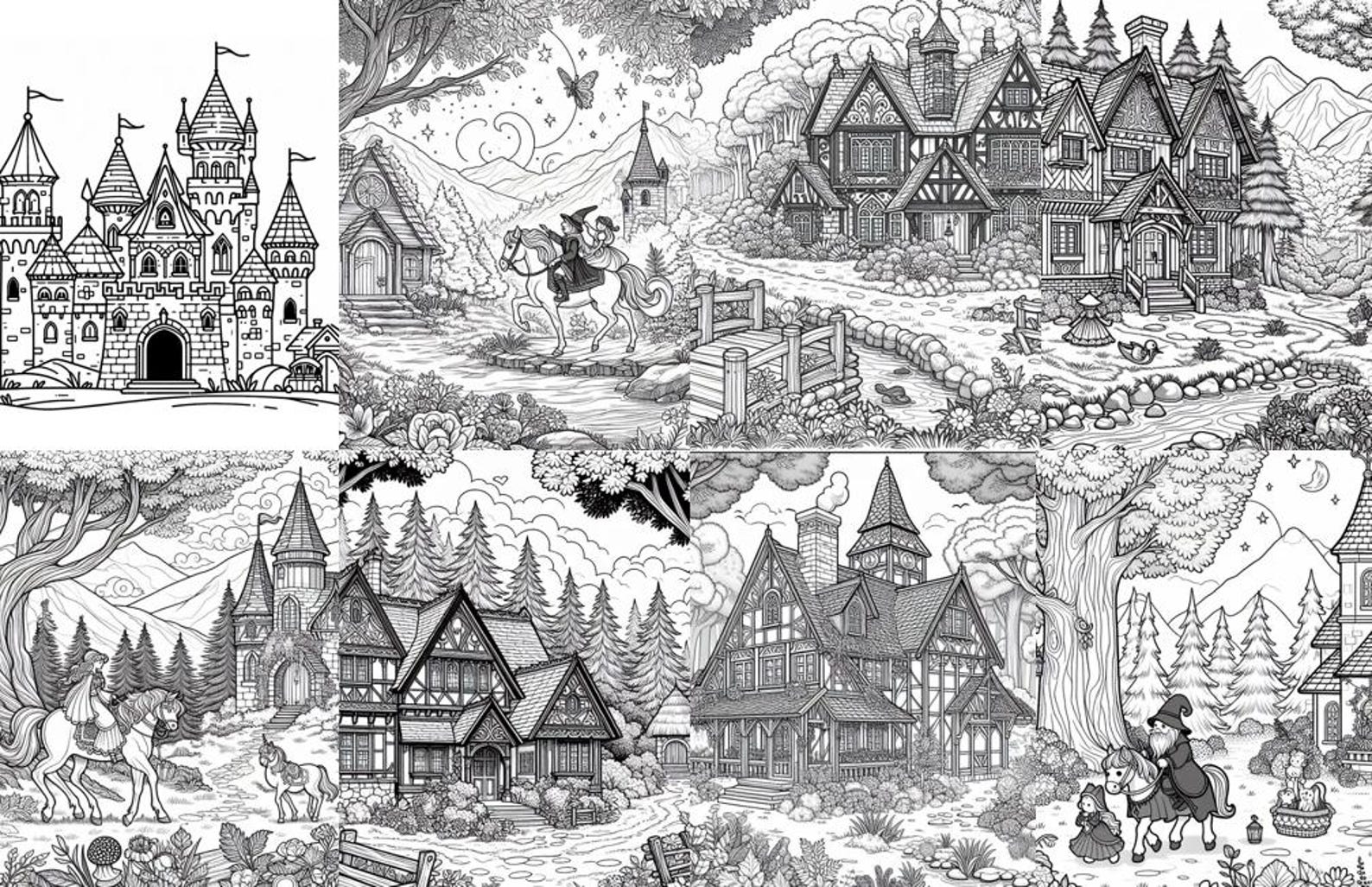 40 Fairytale and Storybook Scene Coloring Pages - Kids and Adult ...