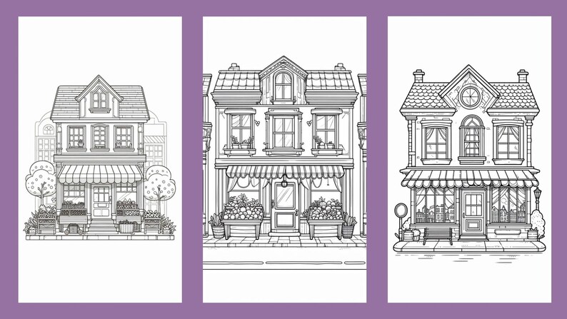 46 Cute Storefronts and Shops Digital Coloring Pages - Kids and Adult ...
