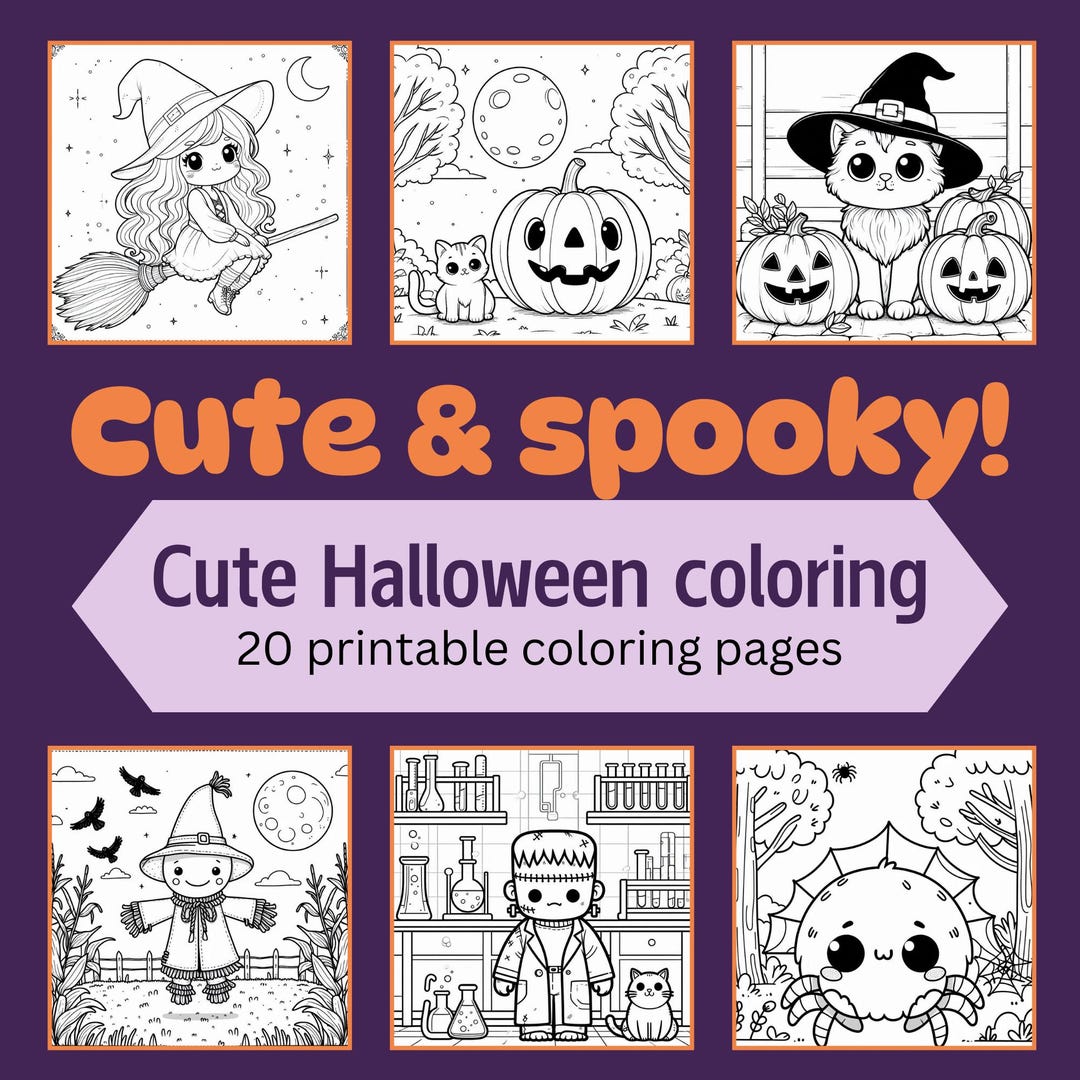 Cute and Spooky Halloween Coloring Pages for Kids and Adults - 20 ...
