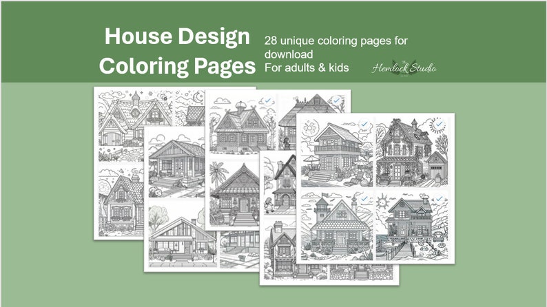 28 Unique House Design Coloring Pages - Etsy