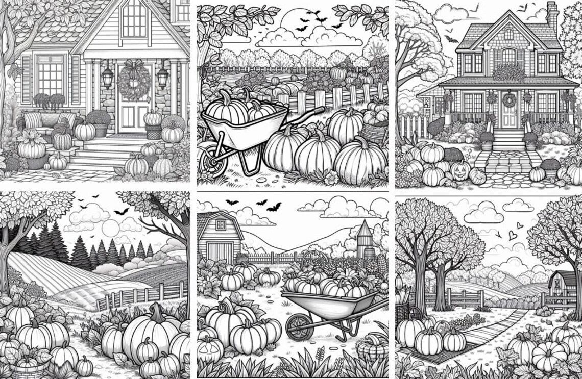 35 Fall/autumn Scenery Coloring Pages - Kids and Adult Coloring Book ...