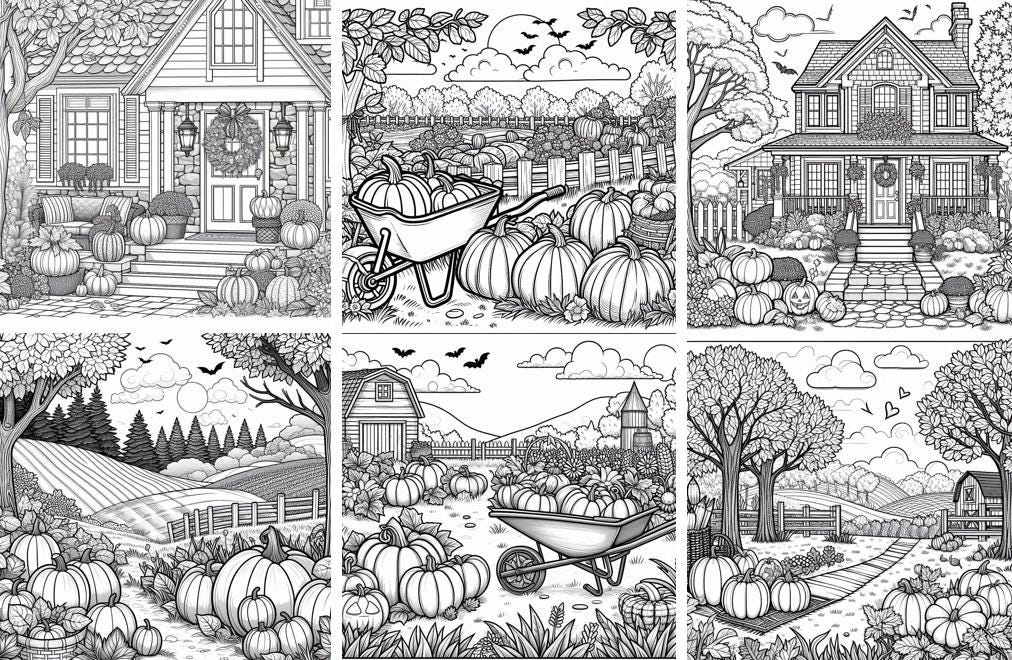 35 Fall/autumn Scenery Coloring Pages - Kids and Adult Coloring Book ...