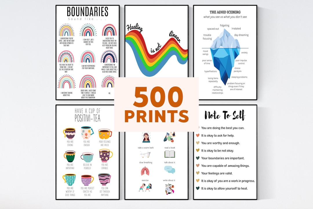 Set of 500 Mental Health Poster, Therapy Posters, Therapist Wall Art ...