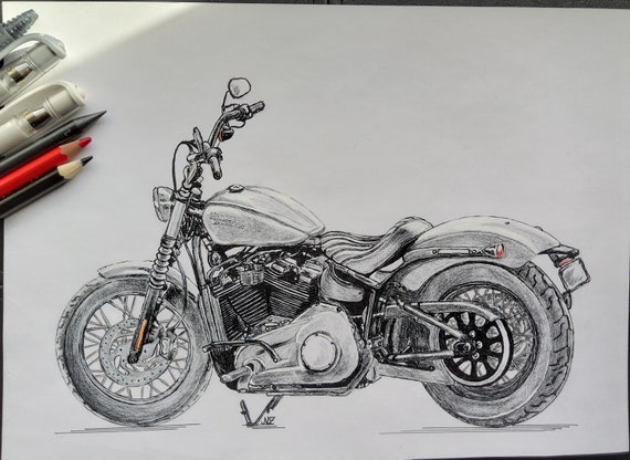 Harley Davidson Motorcycles Drawings