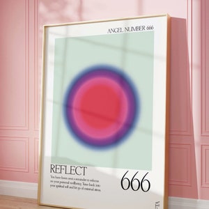 Aura Angel Number 666 111-999 Reflect Wall Art/ Colourful Manifestation ...