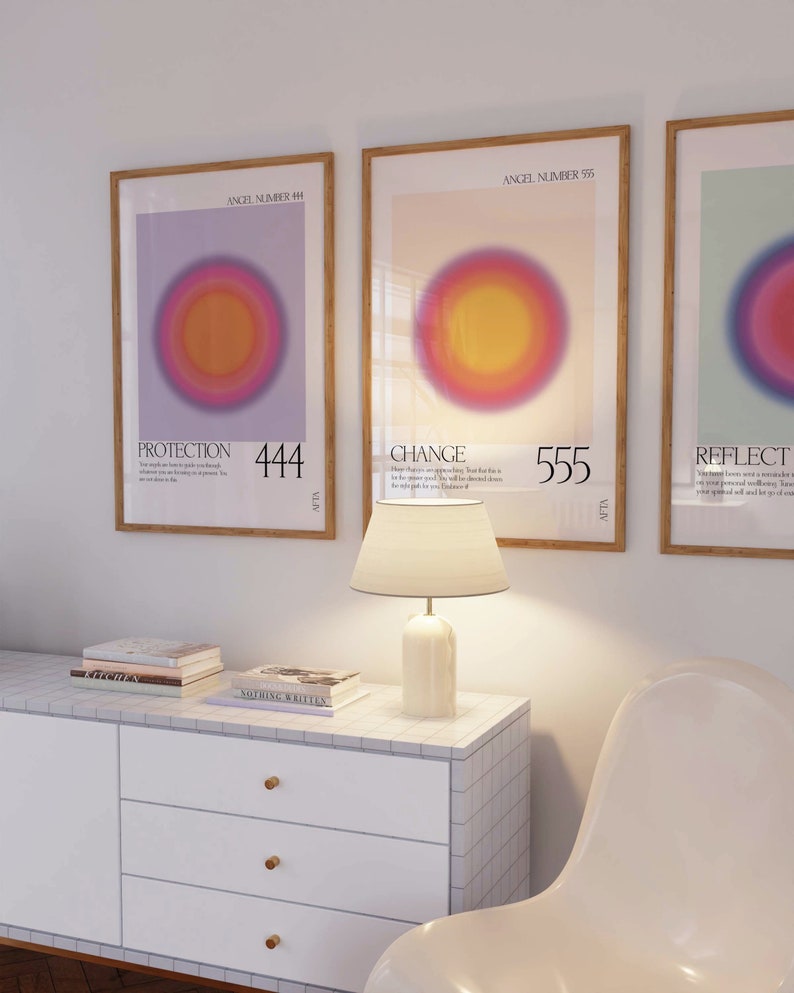 Aura Angel Number 666 111-999 Reflect Wall Art/ Colourful Manifestation ...