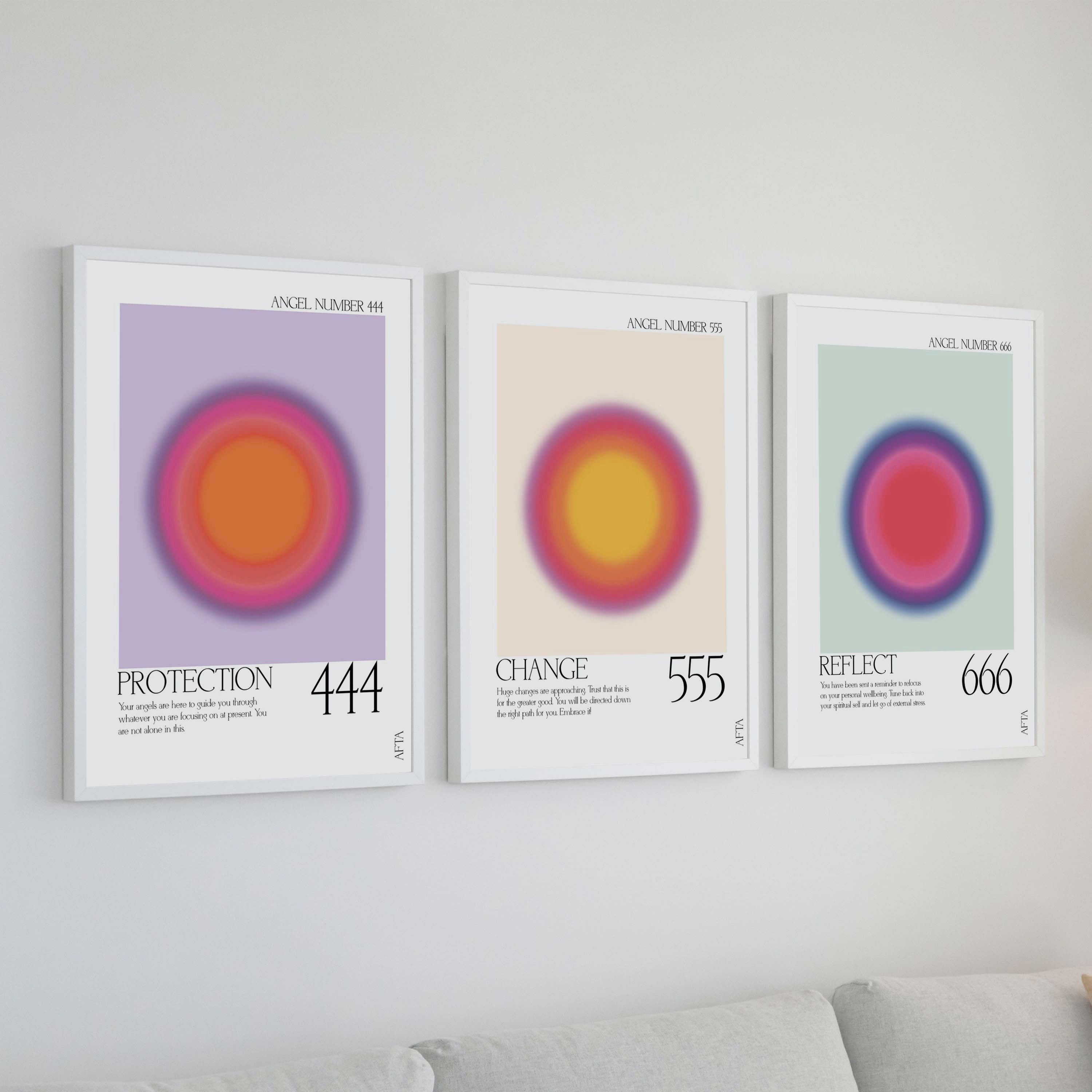 Aura Angel Number 666 111-999 Reflect Wall Art/ Colourful Manifestation ...