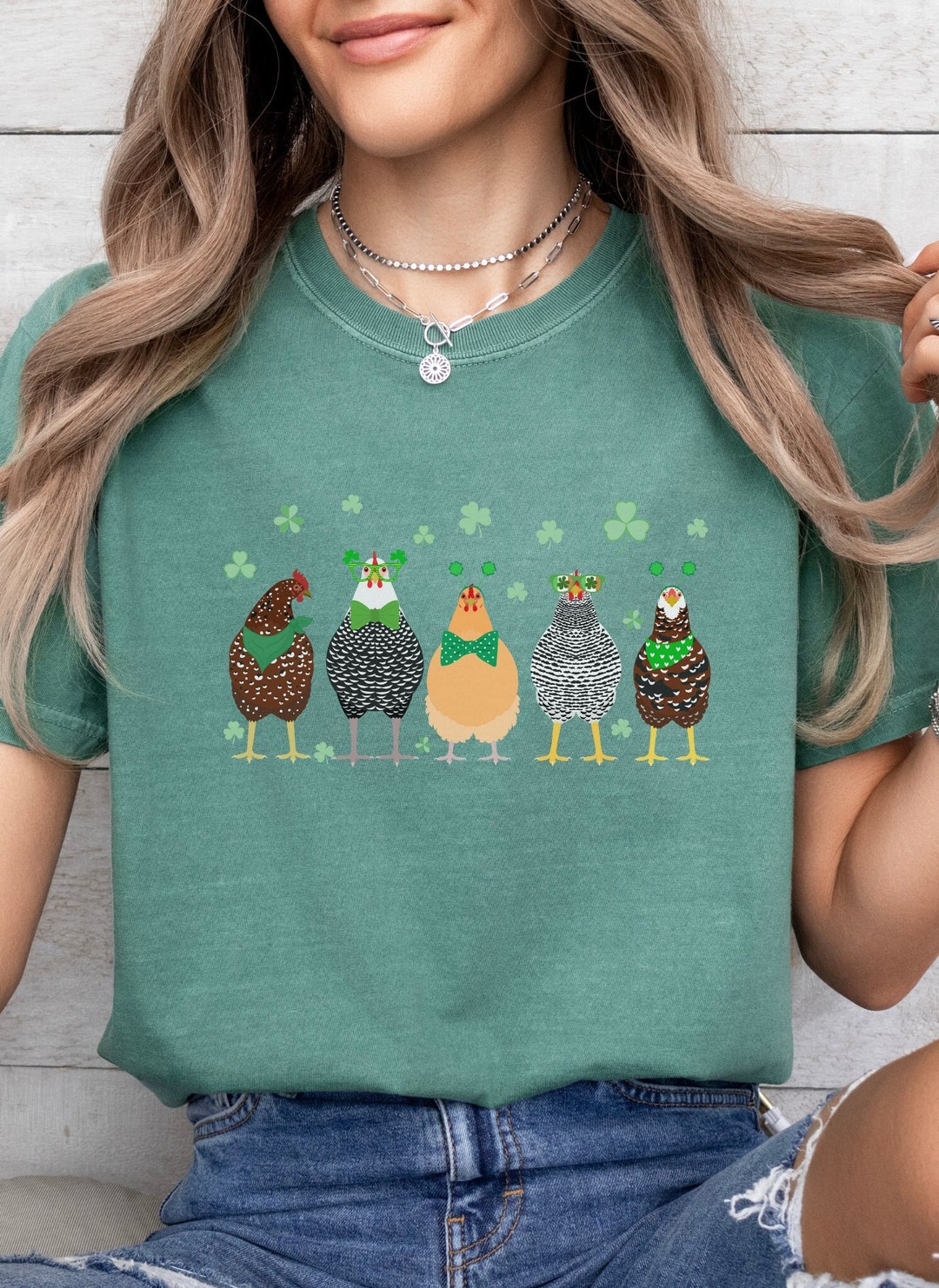 St Pattys Day Chicken Shirt Breeds Shirt Gifts for Women Comfort Colors ...