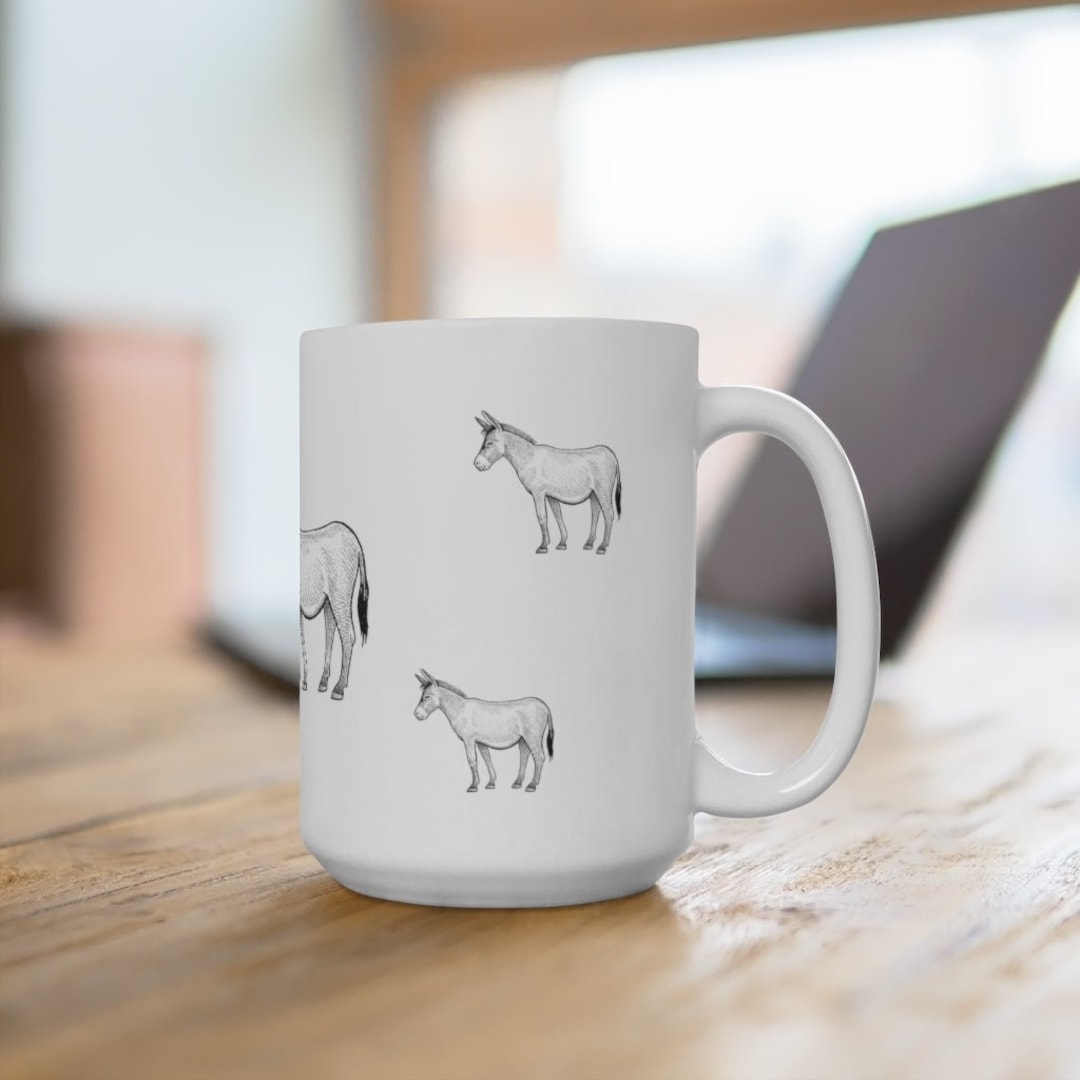 Donkeys Large Coffee Mug, Ceramic Coffee Mug, Cute Coffee Mug, Coffee ...
