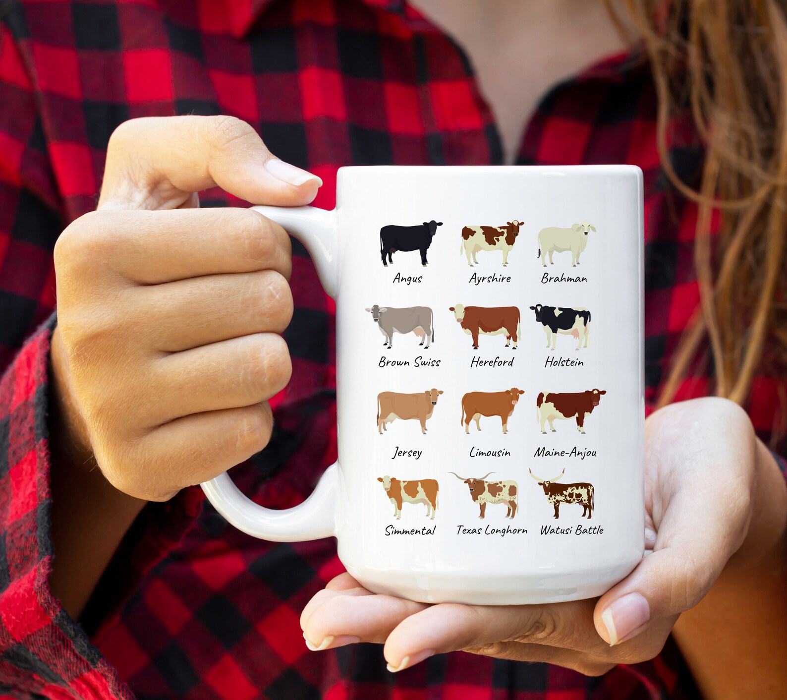 Cow Breeds Large Coffee Mug, Ceramic Coffee Mug, Cute Coffee Mug ...