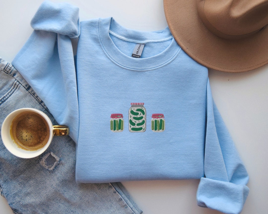 Embroidered Pickle Sweatshirt Embroidered Crewneck Pickle Shirt Pickle ...