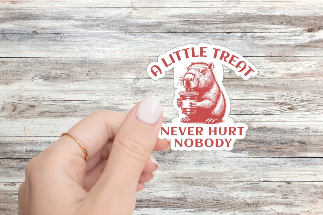 Capybara Sticker Little Treats Meme Stickers Iced Coffee Capybara Gifts ...