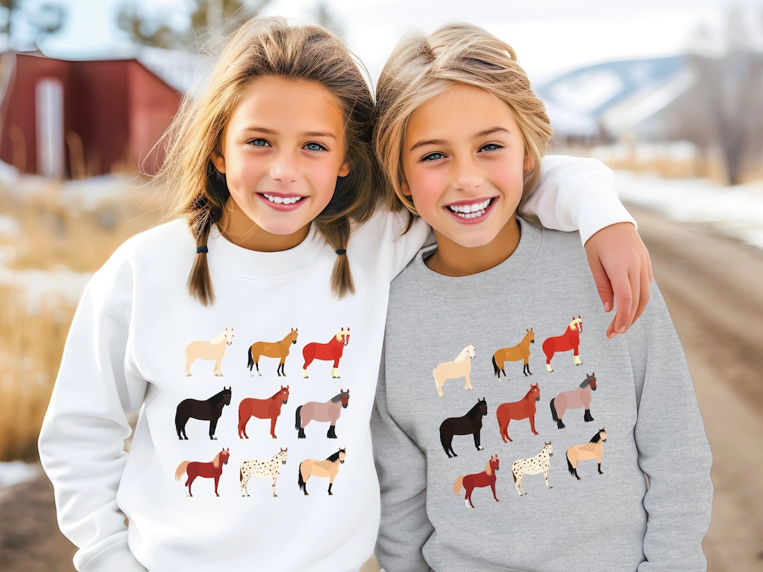 Girls Horse Sweatshirt Kids Horse Sweatshirt Horse Gifts Horse Shirt ...
