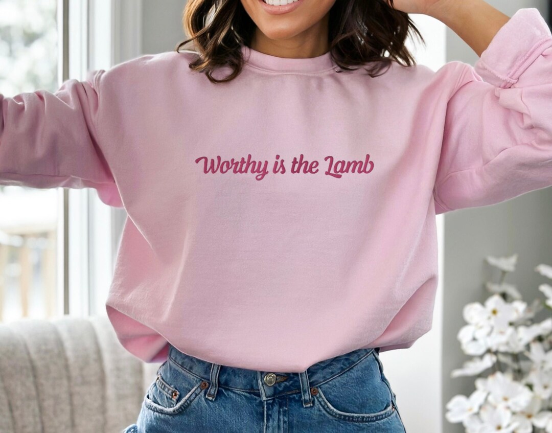 Embroidered Worthy is the Lamb Christian Sweatshirt Christian Merch ...