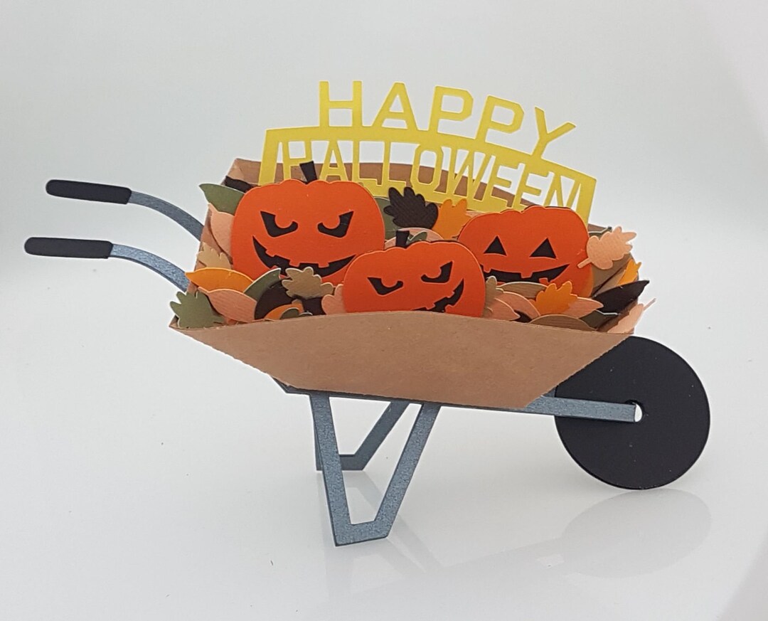Halloween 3D Pop up Wheelbarrow SVG Cut File Halloween Greetings Card ...
