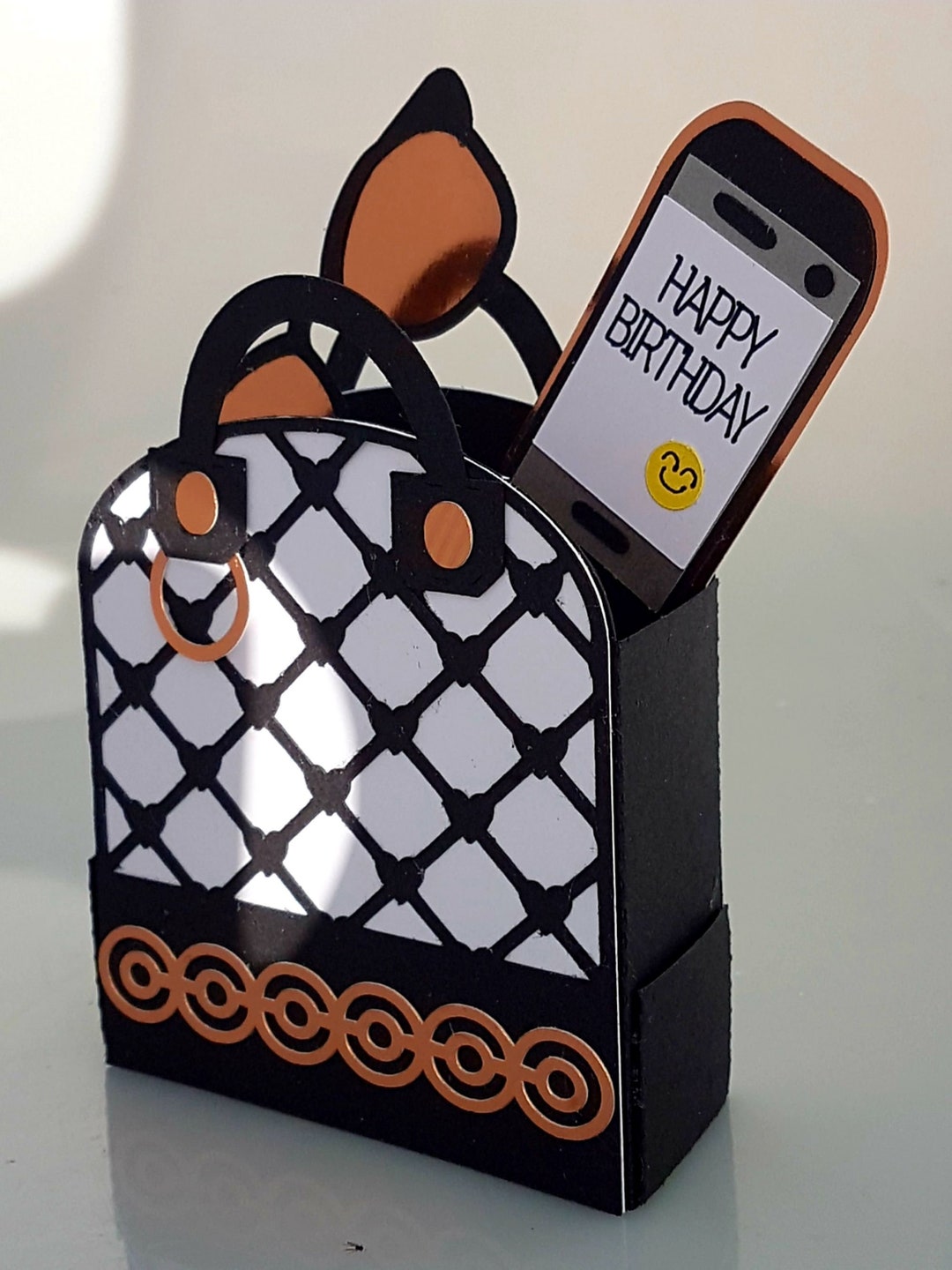 Handbag Pop up Card SVG – Phone and Sunglasses, Cricut File (digital ...