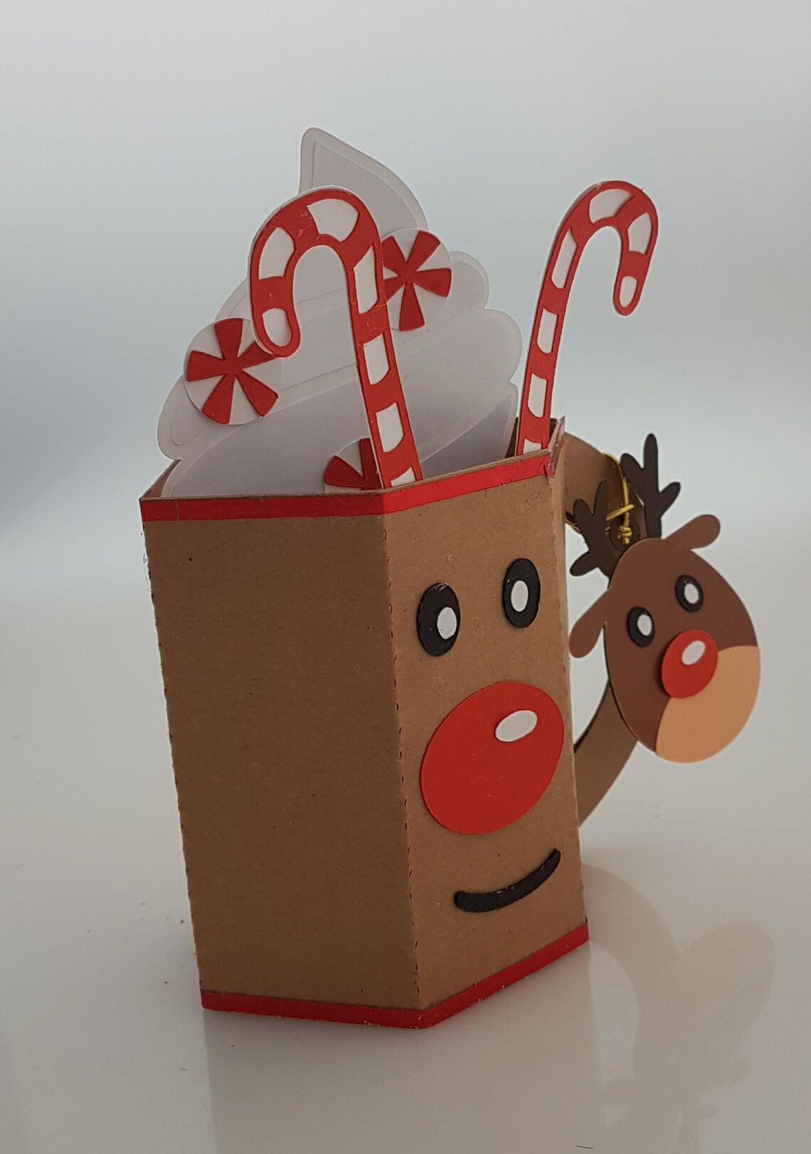 Reindeer Pop up Mug Christmas Card and Gift Tag SVG Cutting File - Etsy
