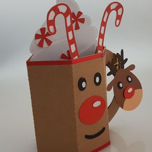 Reindeer Pop up Mug Christmas Card and Gift Tag SVG Cutting File - Etsy