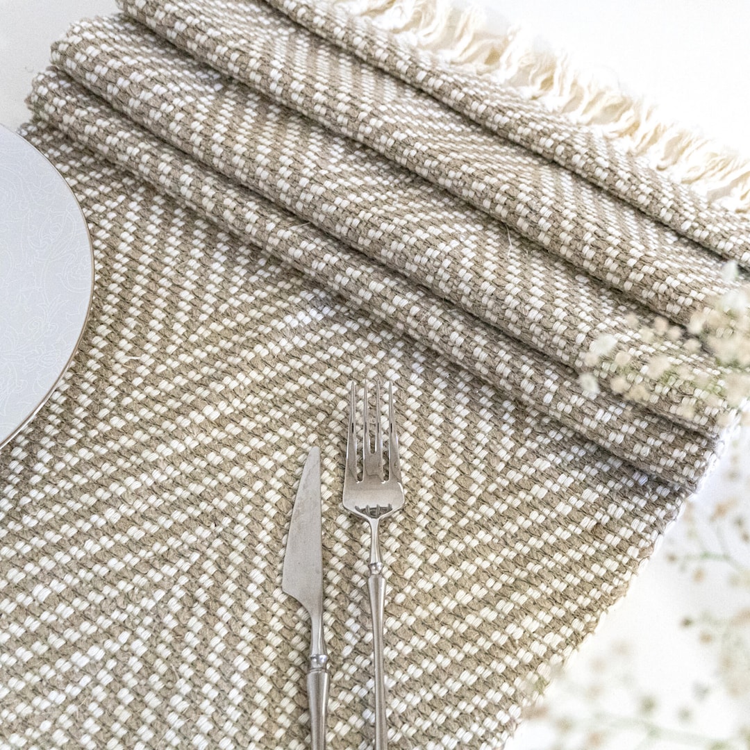 Handmade, Handwoven Textured Cotton Linen Table Runner 16"x55 ...