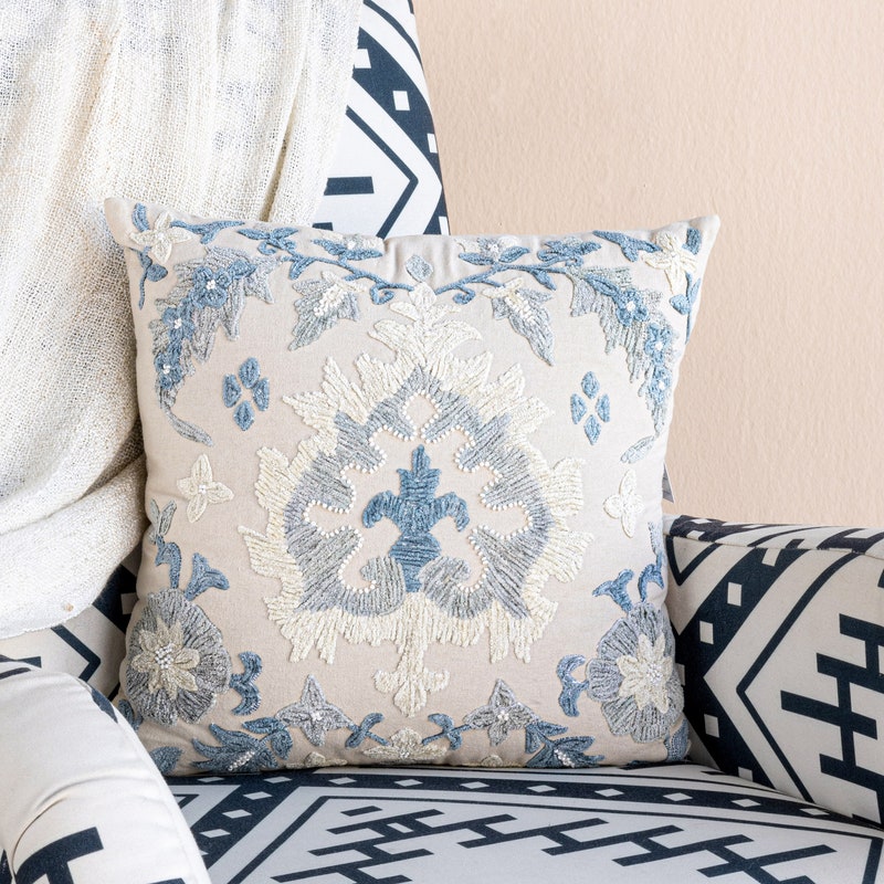 Blue Boho Pillow - Etsy