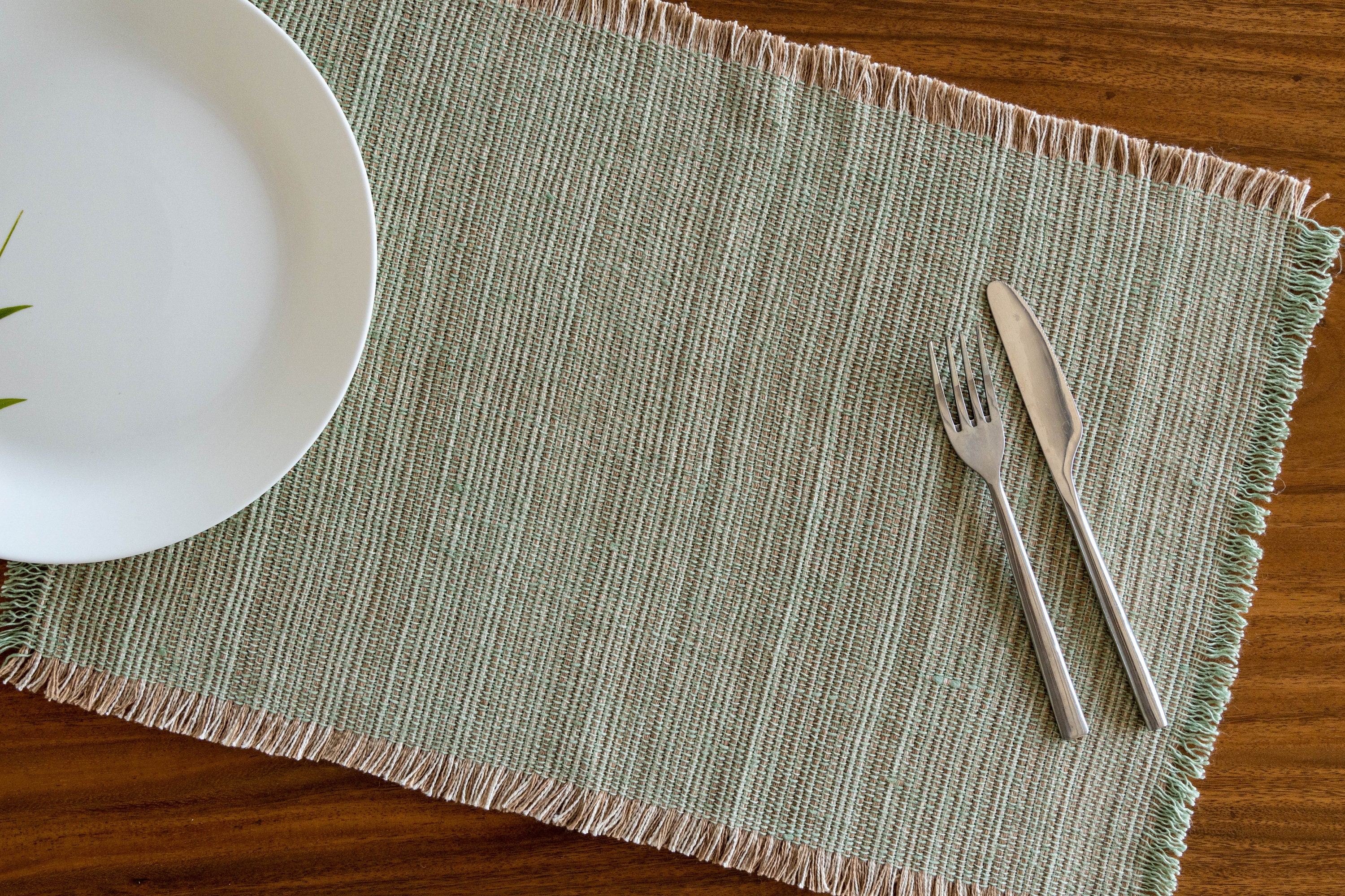 Handmade Handwoven Black & Natural Cotton Linen Placemat set - Etsy